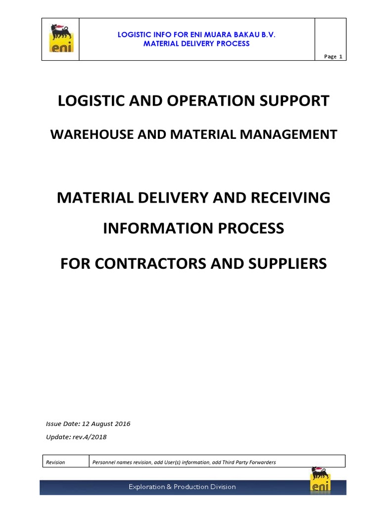 Eni Muara Bakau B.V. Delivery Process | PDF | Packaging And Labeling ...