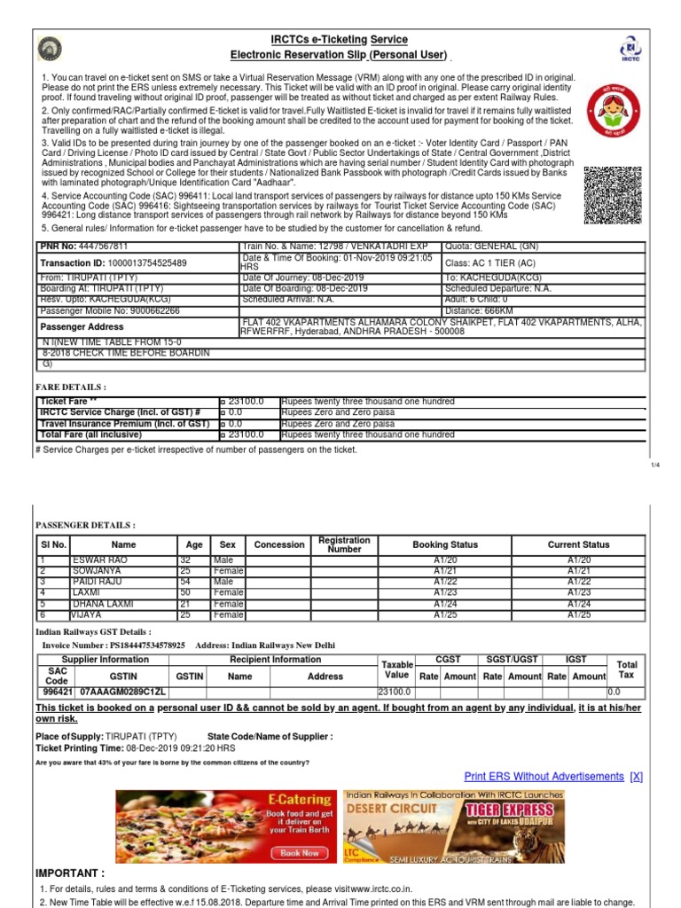 Irctc Lta 2 | PDF | Identity Document | Ticket (Admission)