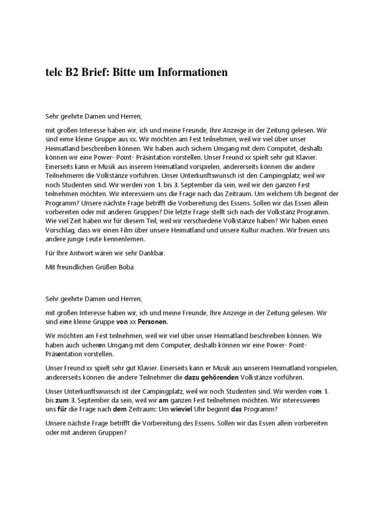Telc B2 Brief | PDF