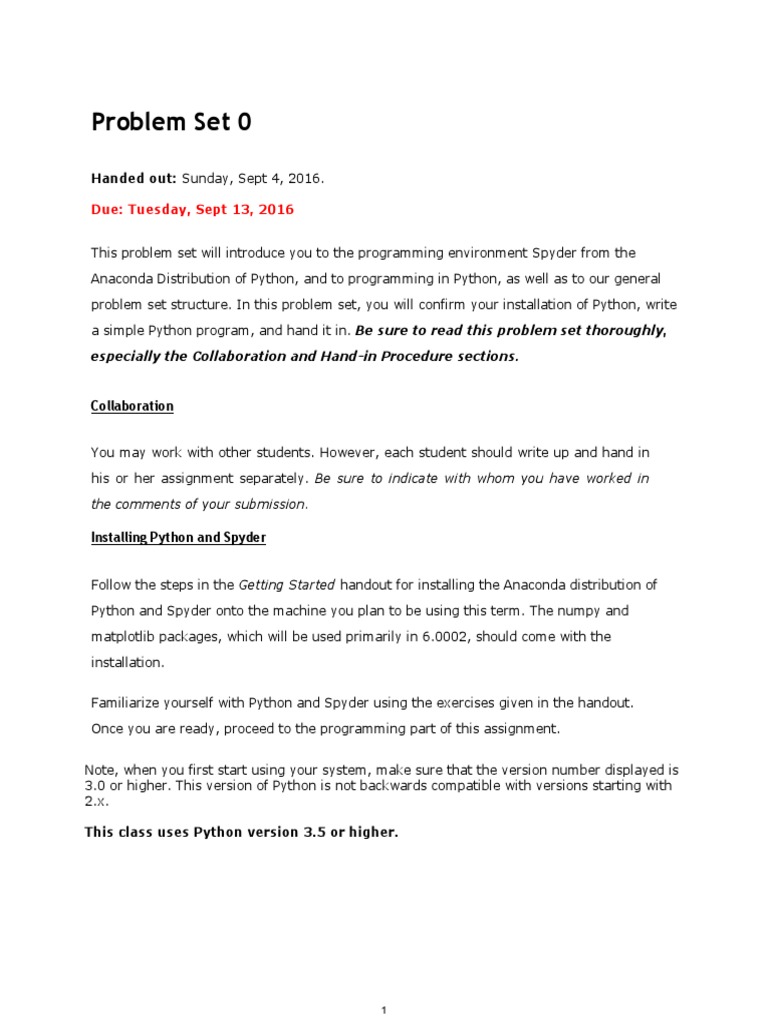 MIT6 0001F16 ProblemSet0 PDF | PDF | Python (Programming Language ...