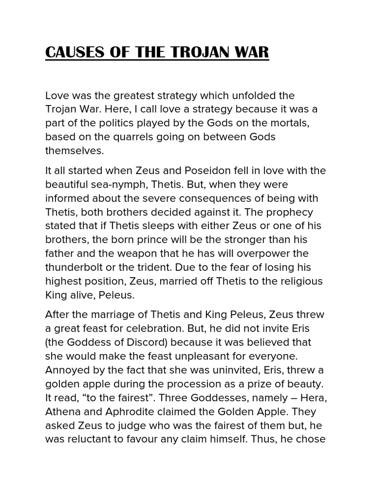 Causes of the Trojan War Explained | PDF | Paris (Mythology) | Helen Of ...