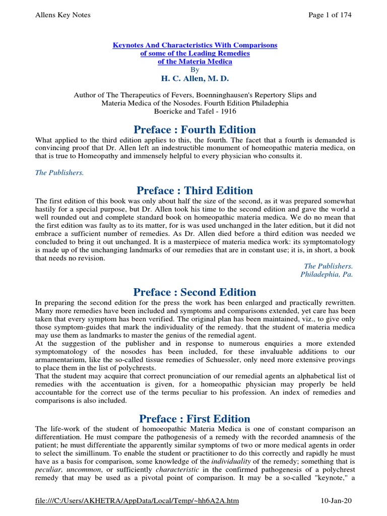 Allen Notes PDF | PDF | Homeopathy | Pain