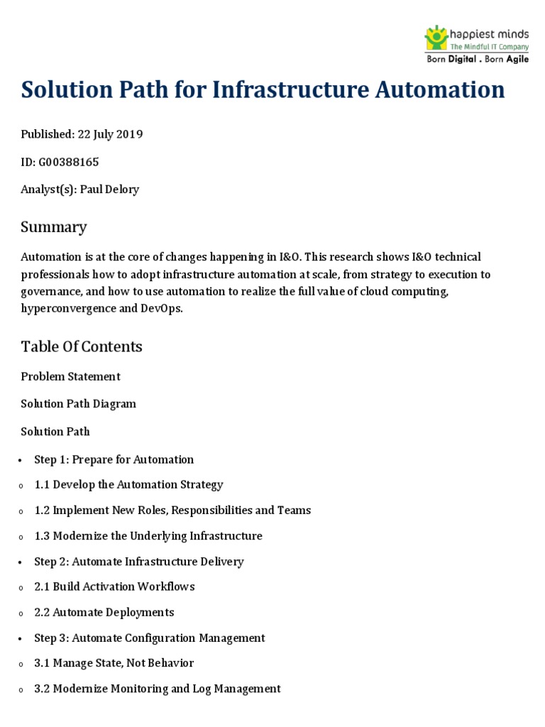Solution Path For Infrastructure Automation PDF | PDF
