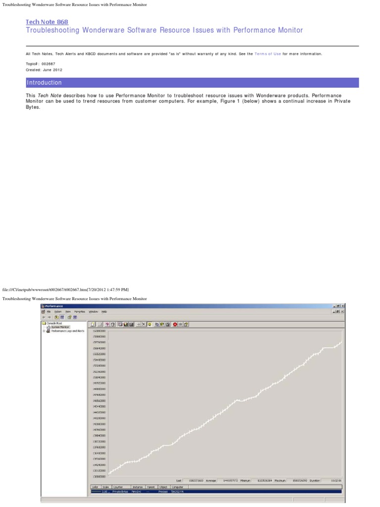 Tech Note 868 - Troubleshooting Wonderware Software Resource Issues With Performance Monitor PDF ...