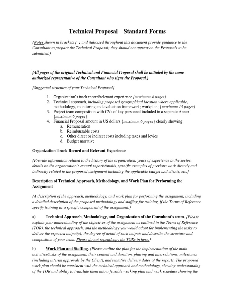 Sample Technical and Financial Proposal Format Final | PDF | Per Diem ...