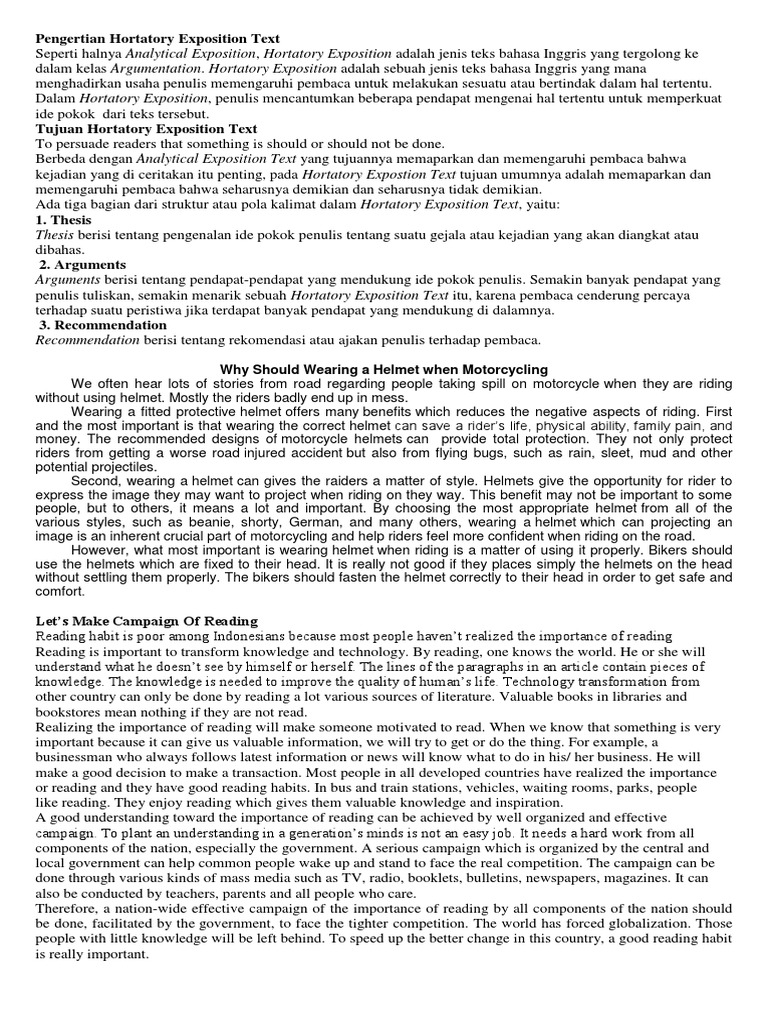 Hortatory Exposition Text | PDF