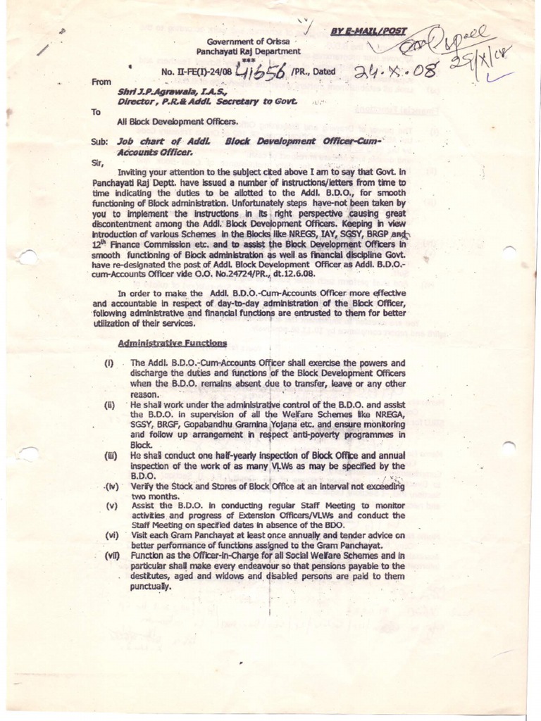Job Chart of ABDO & APO | PDF