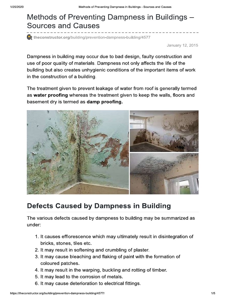 Methods of Preventing Dampness in Buildings | PDF