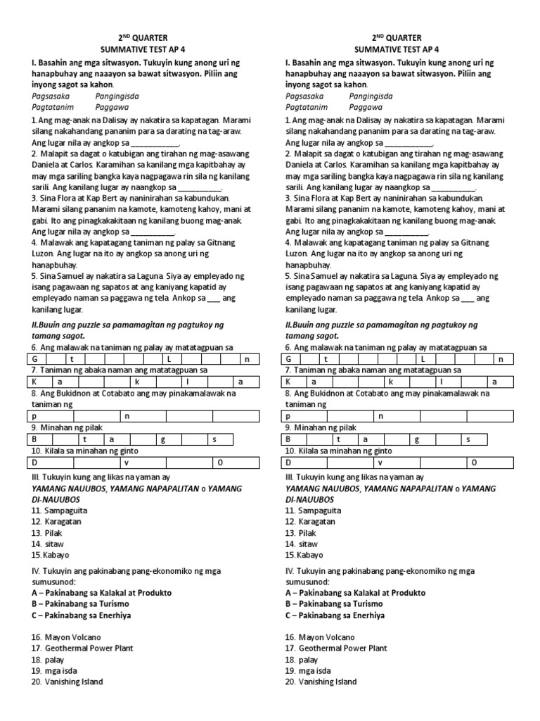 2ND QUARTER Ap4 Summative | PDF