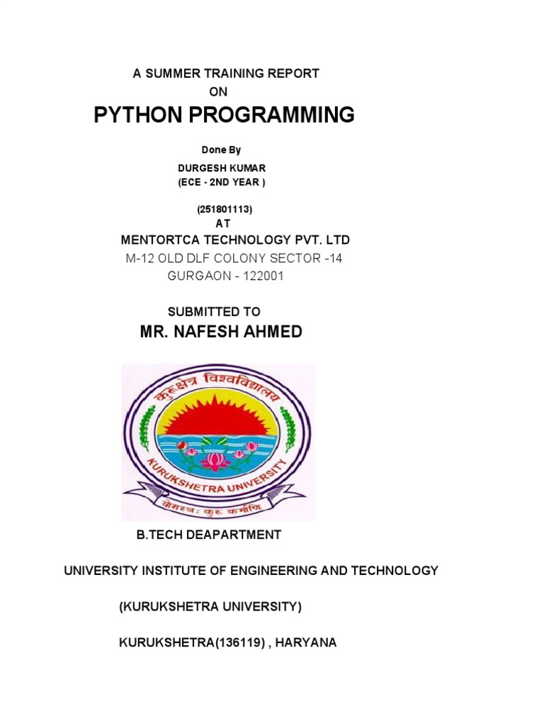 Python Report | PDF | Python (Programming Language) | Object Oriented ...