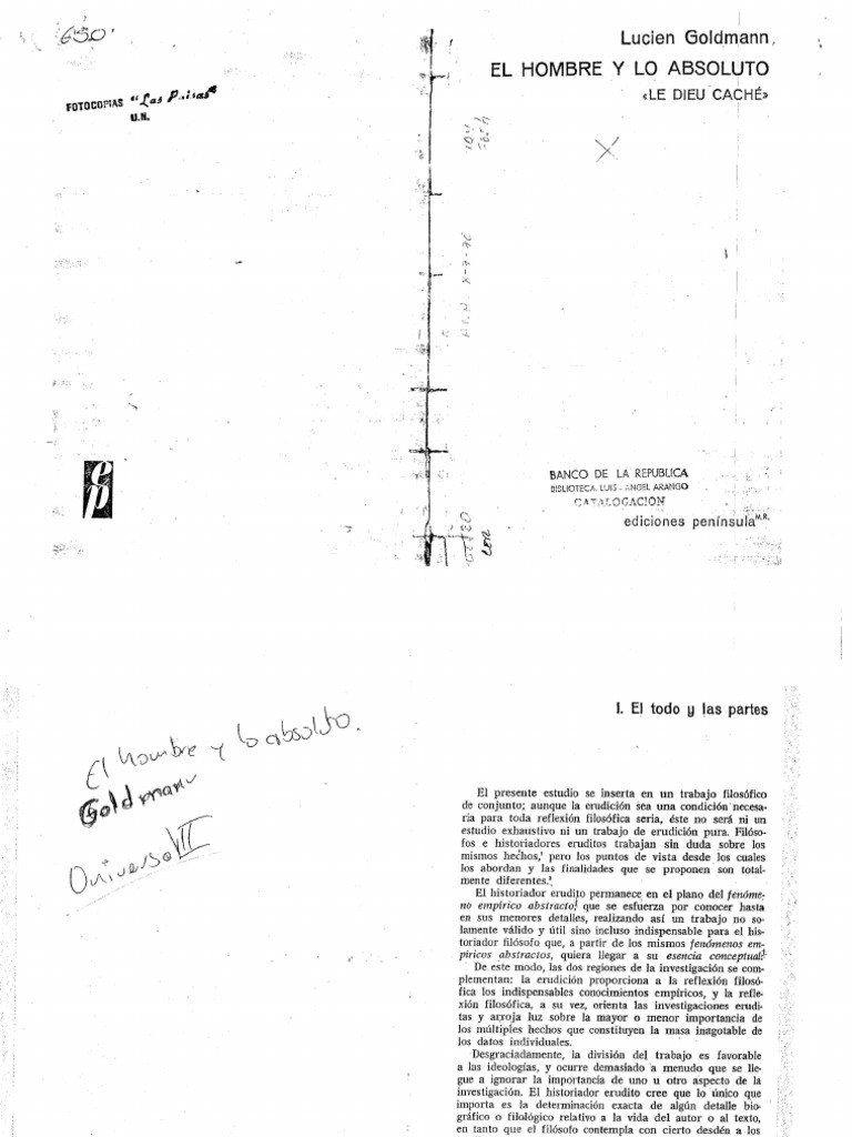 El Hombre y Lo Absoluto. Lucien Goldman | PDF