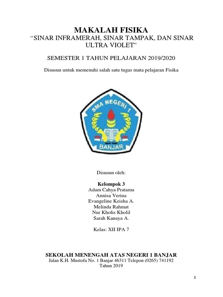 Makalah Sinar Inframerah, Sinar Tampak, Dan Sinar Ultraviolet | PDF