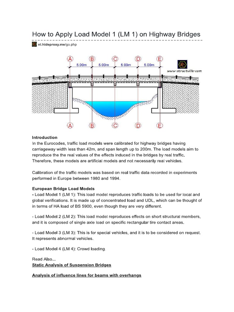 How To Apply Load Model 1 (LM 1) On Highway Bridges | PDF
