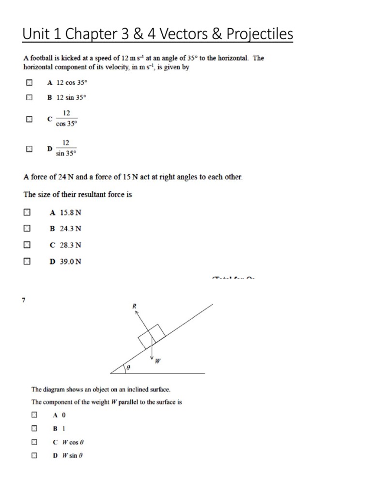 Edexcel AS Physics Unit 1 Chapter 3 & 4 Vectors and Projectile Motion ...