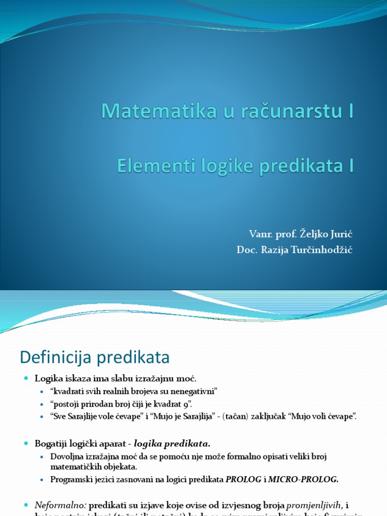 Elementi Logike Predikata I | PDF
