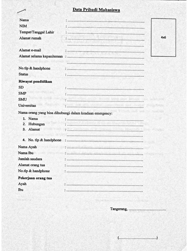 Data Pribadi Mahasiswa | PDF