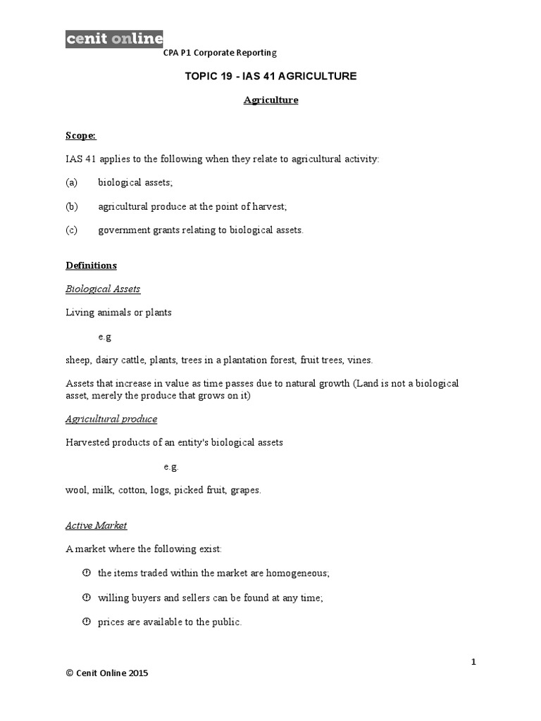 Topic 19 IAS 41 PDF | PDF | Fair Value | Depreciation