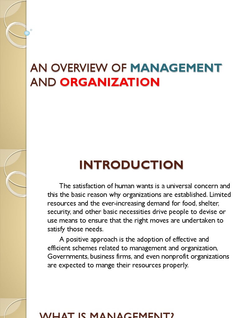 CHAPTER 1 An Overview of Organization and Management | PDF | Employment ...
