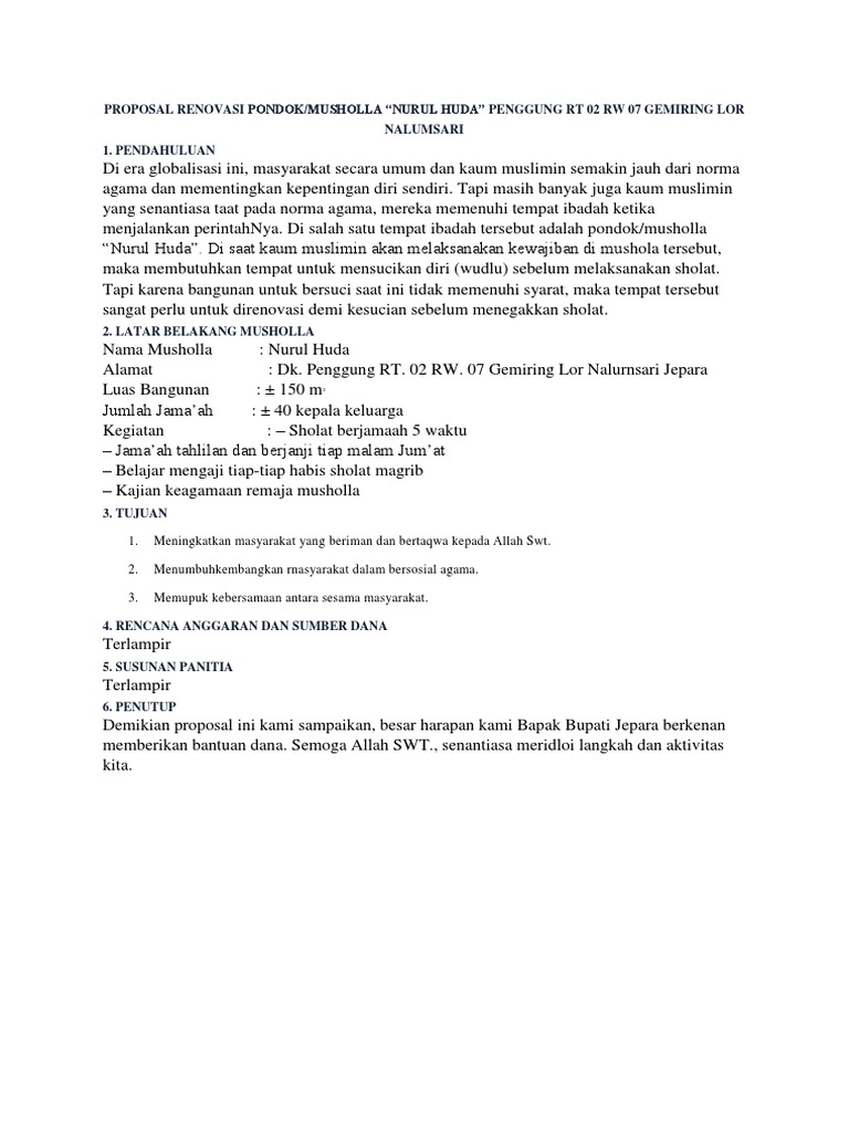Proposal Pengajuan Dana Ke Bupati | PDF