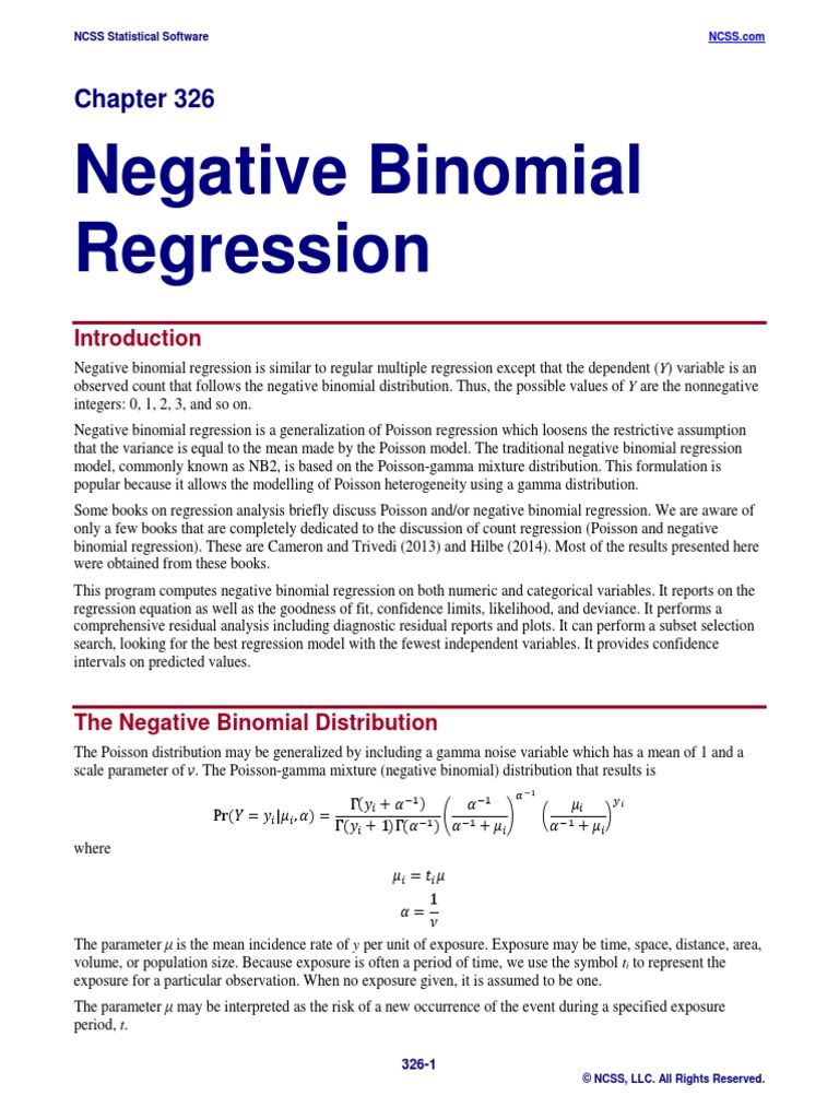 Negative Binomial Regression | PDF | Errors And Residuals | Regression ...