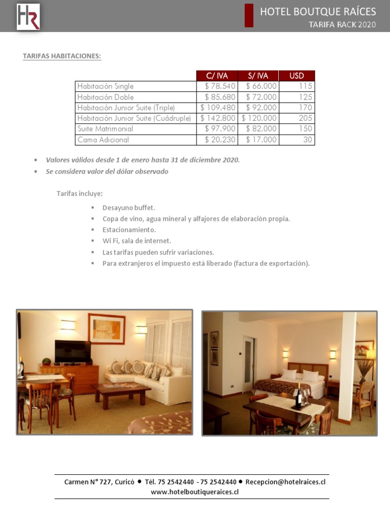 Tarifa Rack 2020 | PDF | Hotel | Bancos