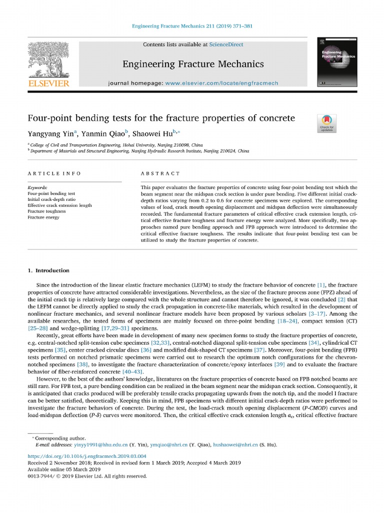 Four-Point Bending Tests For The Fracture Properties of Concrete | PDF