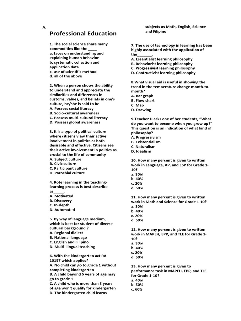 Questionaire For Let | PDF | Educational Assessment | Learning