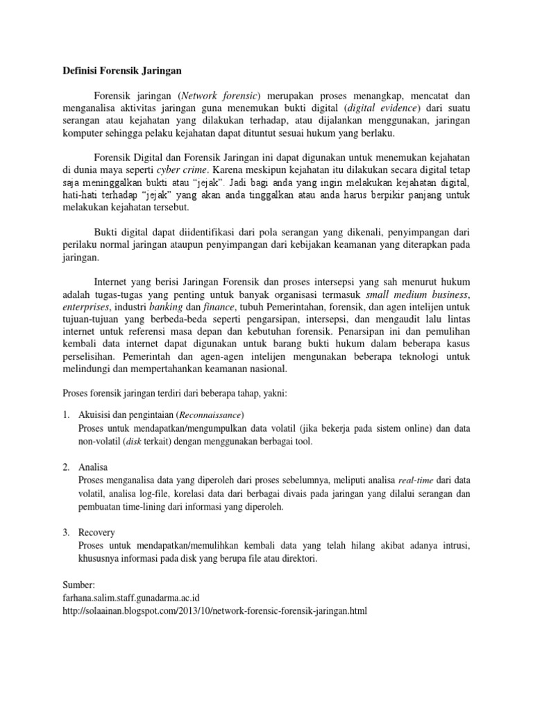 Panduan Forensik Jaringan Lengkap | PDF | Ilmu Sosial | Komputer