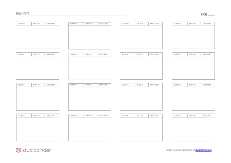 A4 Storyboard Template - 16-Panel - Landscape - StudioBinder | PDF