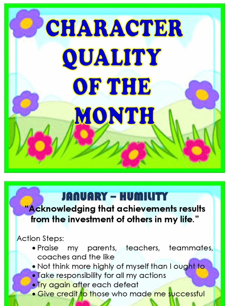 Character Quality of The Month | PDF | Forgiveness | Psychological Concepts