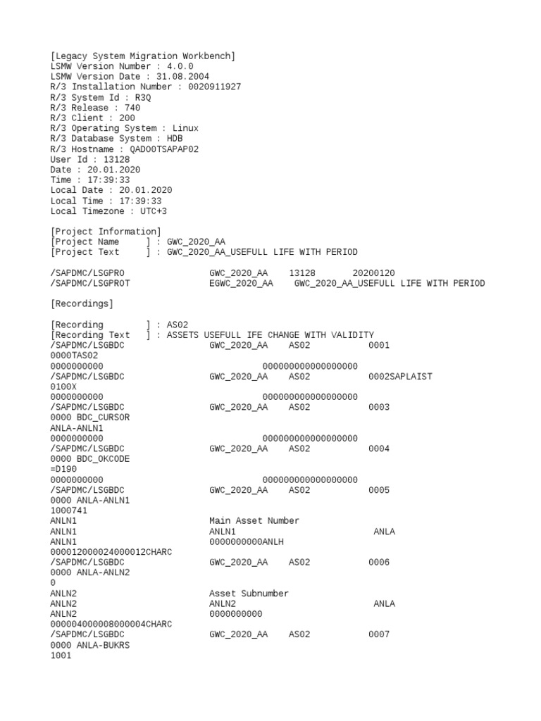 LSMW R3D Plan | PDF | Computer Architecture | Operating System Families