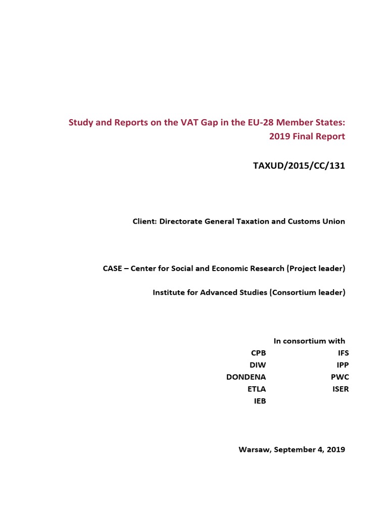 Vat Gap Full Report 2019 - en PDF | PDF | Value Added Tax | Gross ...