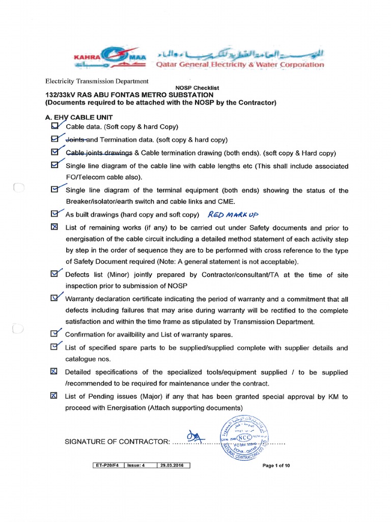 Nosp Checklist | PDF