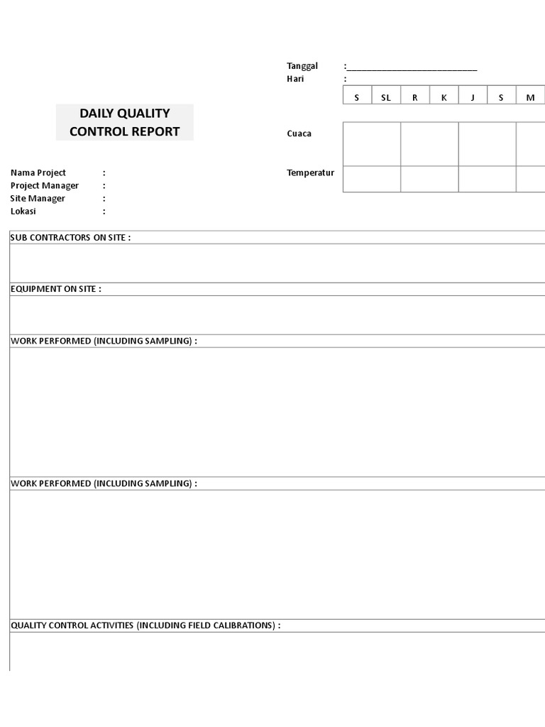 Daily Quality Control Report Template | PDF