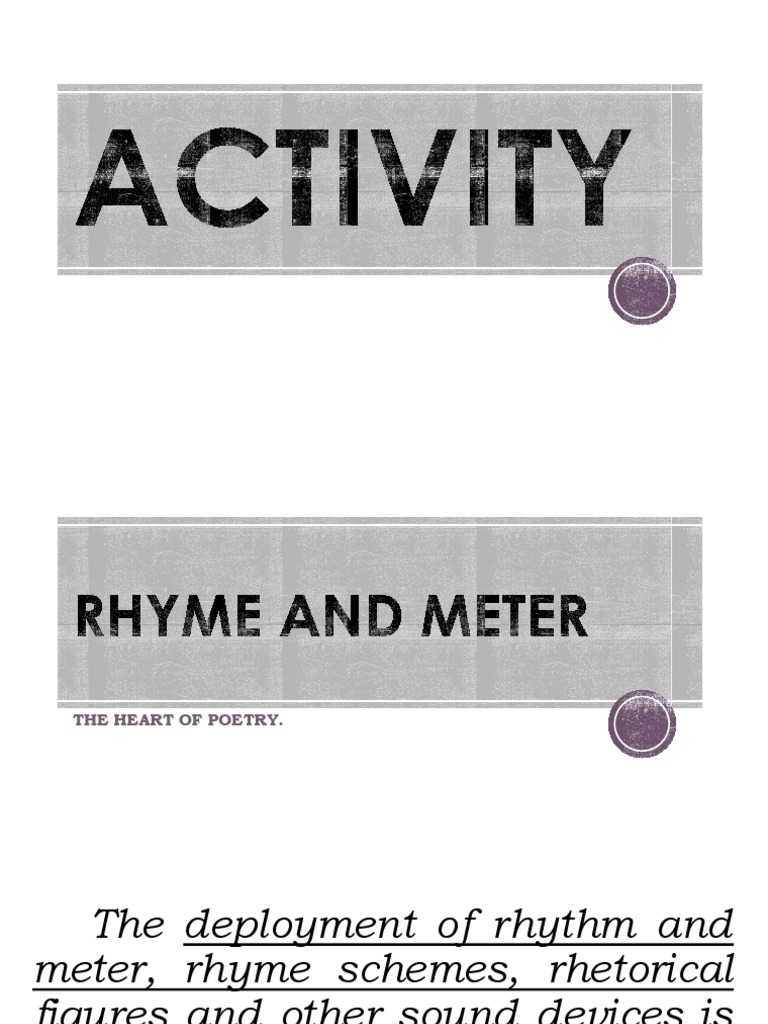 Lesson 2 Rhyme and Meter-Creative Writing | PDF | Metre (Poetry) | Poetry