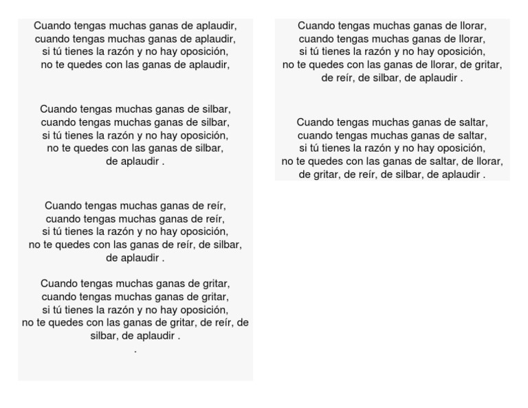 2020 Dinamica Cancion Cuando Tengas Muchas Ganas de | PDF