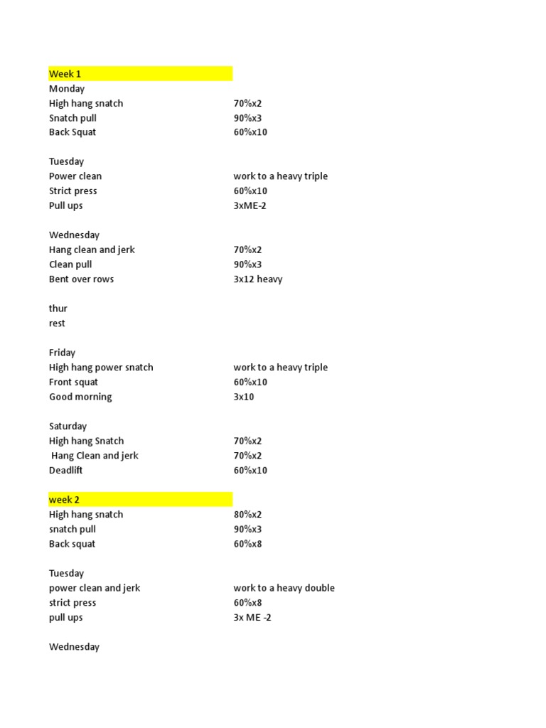 Olympic Weightlifting Program | PDF | Sports