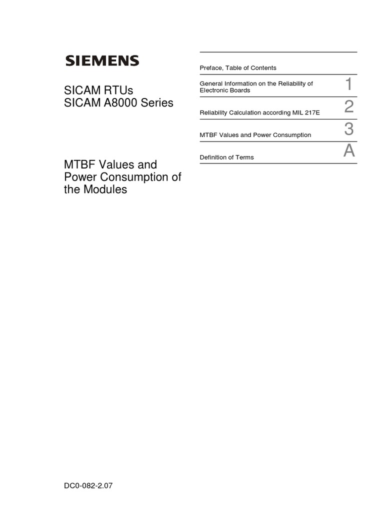 SICAM RTUs MTBF ENG | PDF | Reliability Engineering | Electrical Engineering