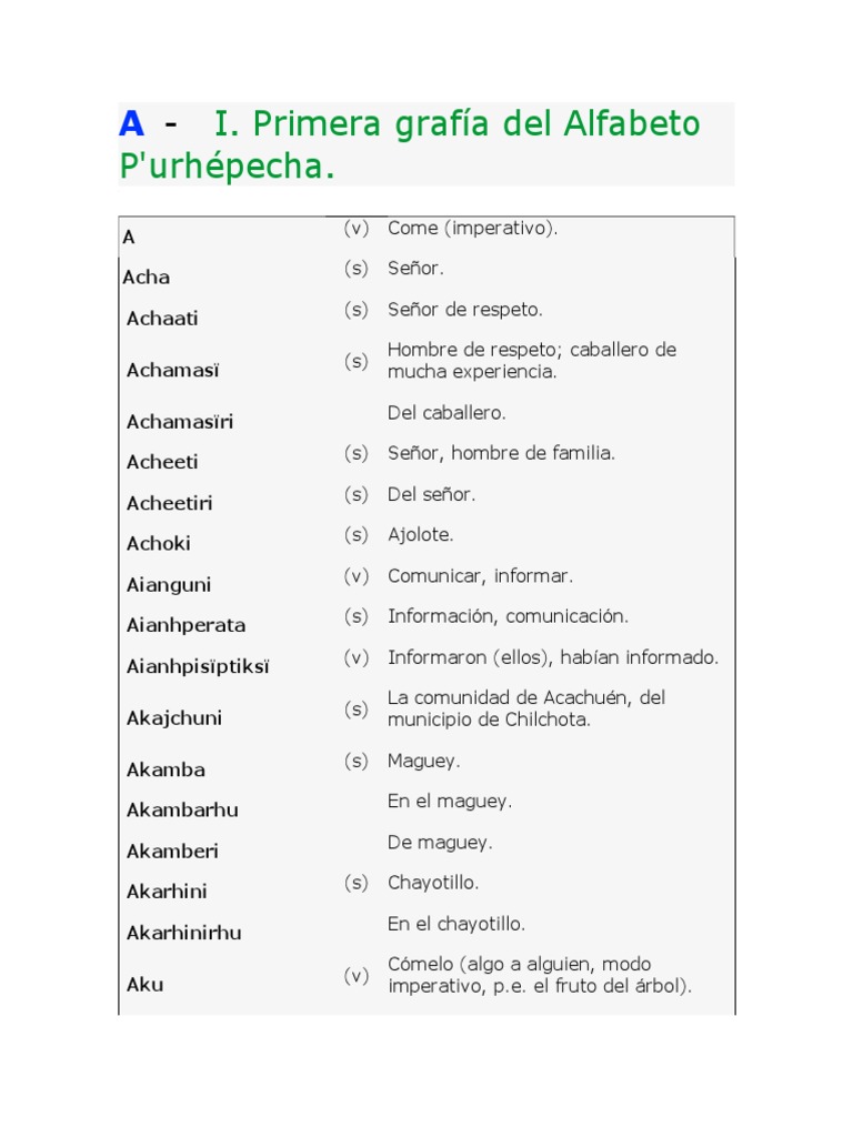 Diccionario Purepecha | PDF | Temor | Naturaleza