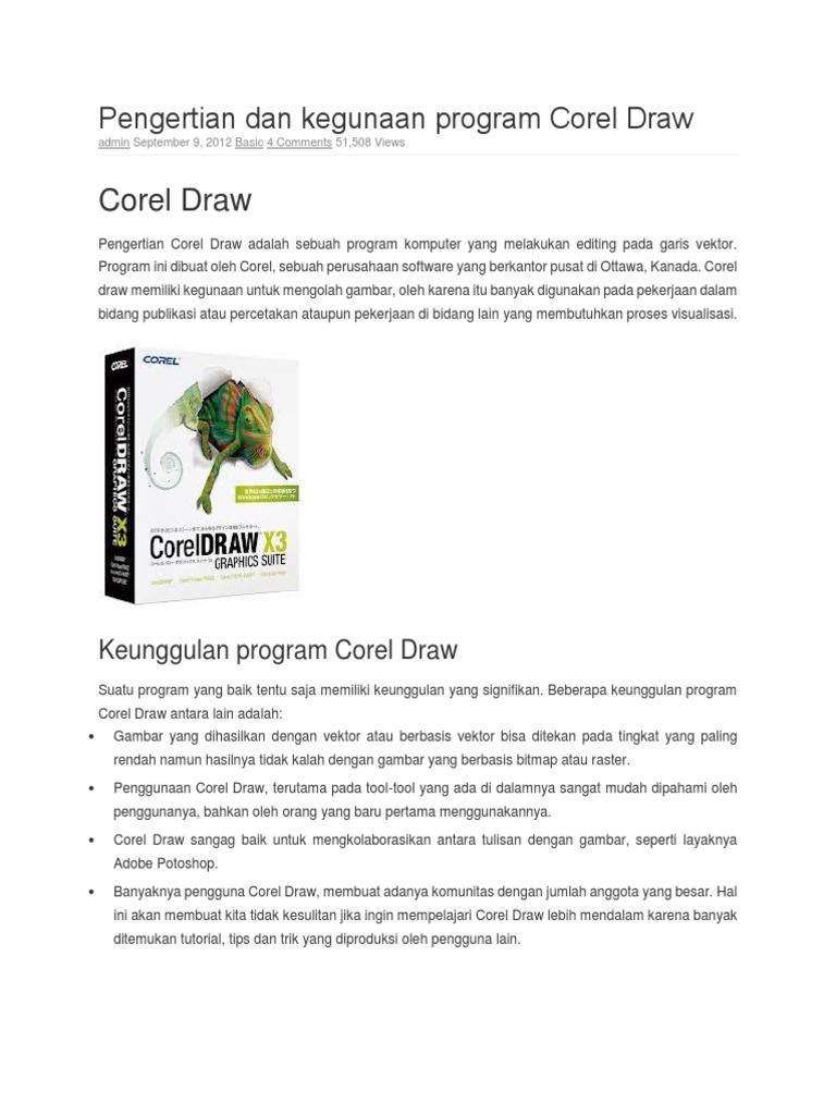 Pengertian Dan Kegunaan Program Corel Draw | PDF