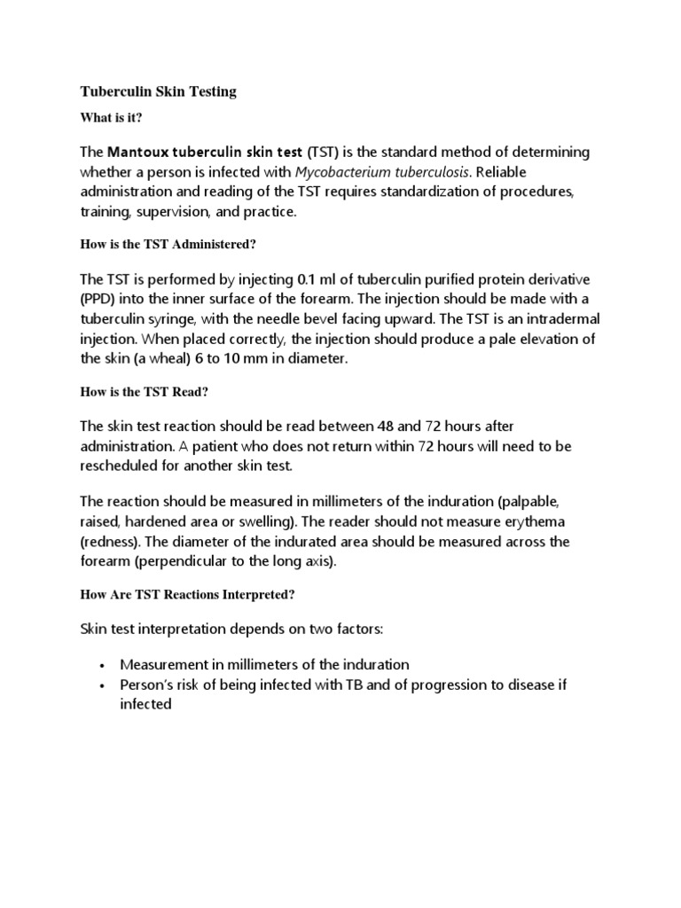 Tuberculin Skin Testing | PDF | Immunology | Medical Specialties