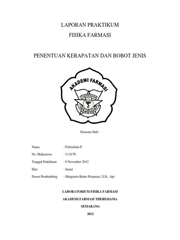 Kerapatan & Bobot Jenis Zat Farmasi | PDF | Sains & Matematika