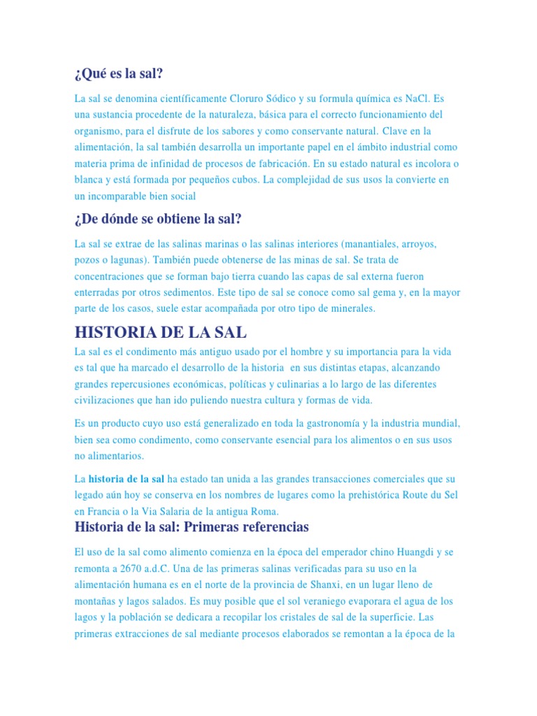 La Sal | PDF | sal | Alimentos