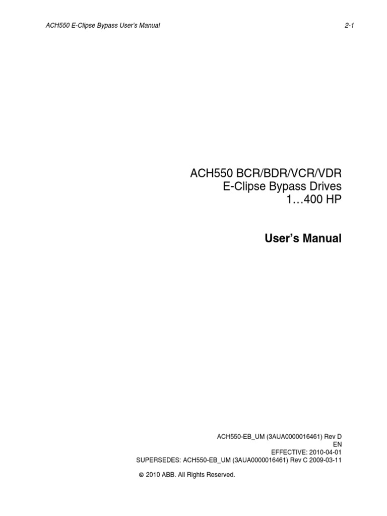 ABB ACH550 Eclipse Bypass Manual PDF | PDF | Electrical Wiring | Switch