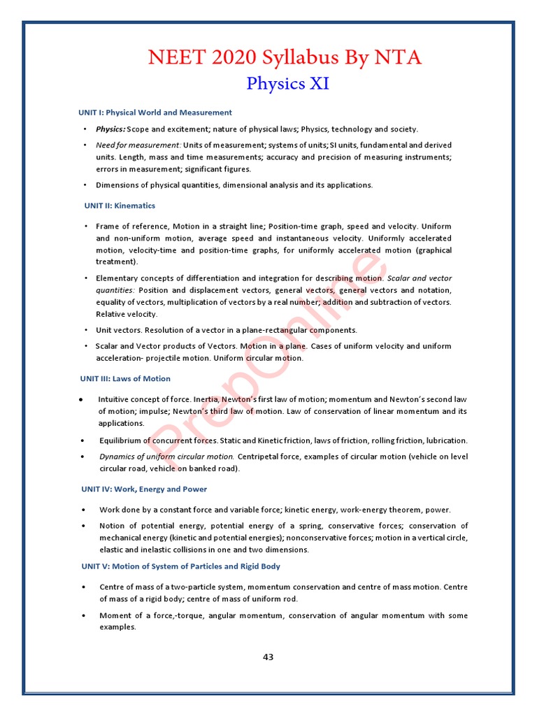 Physics NEET 2020 PDF | PDF | Light | Heat