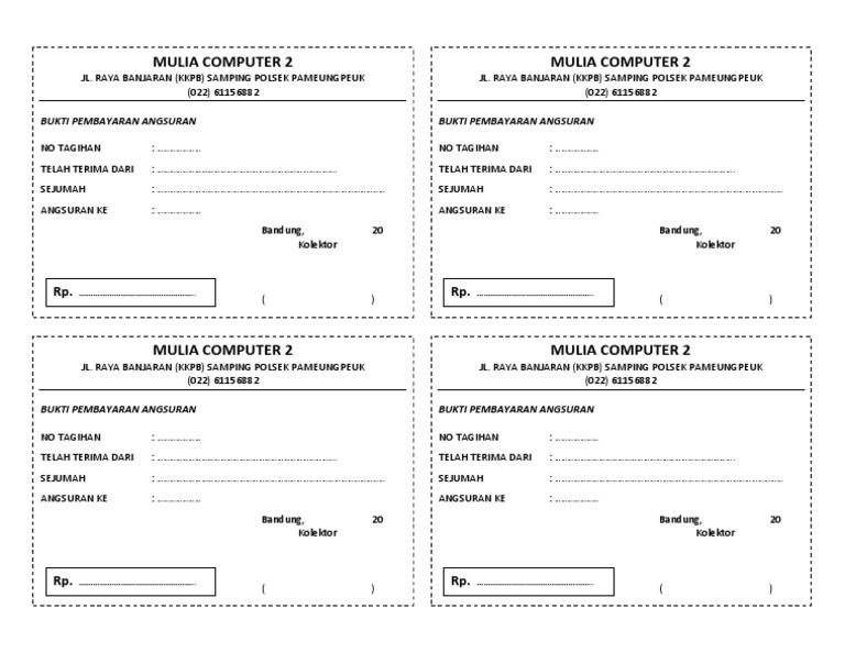 Contoh Bukti Pembayaran Angsuran | PDF