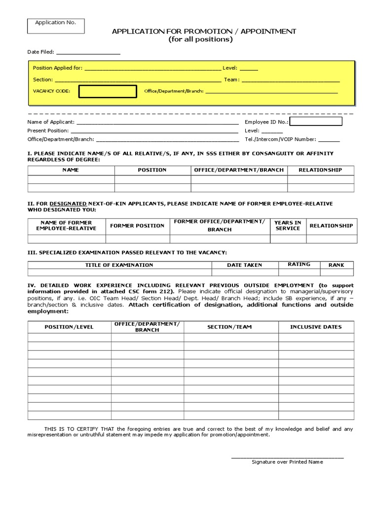 Promotion/Application Form Overview | PDF | Government | Business