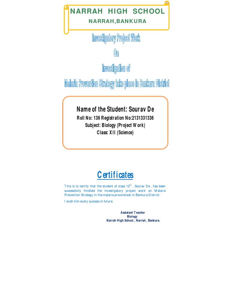 Malaria Best Investigatory Project | PDF | Malaria | Plasmodium