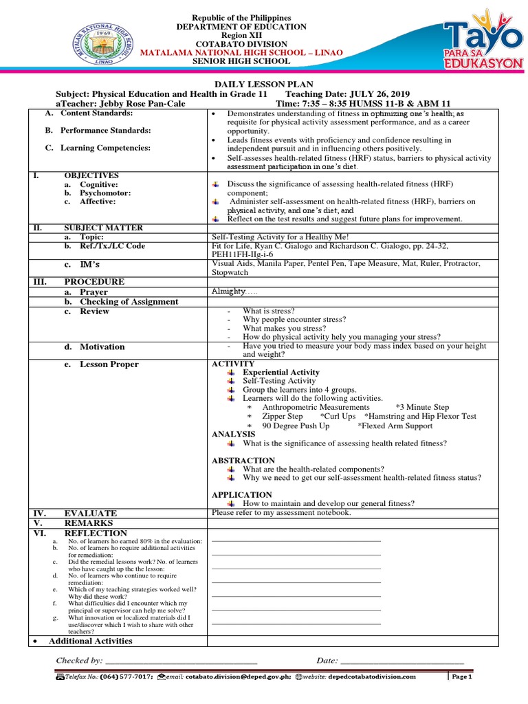 Self-Assessment in Health Fitness | PDF | Psychology | Cognition