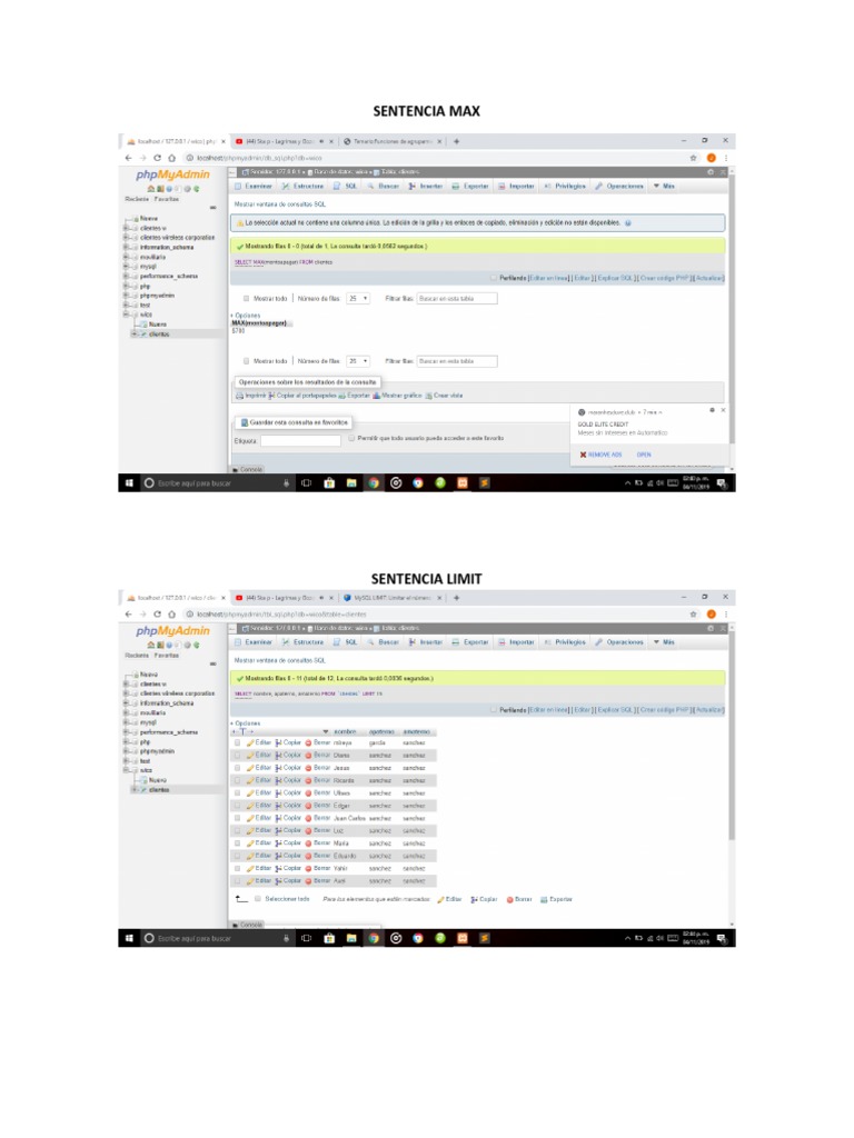 Compendio de Instrucciones SQL. | PDF